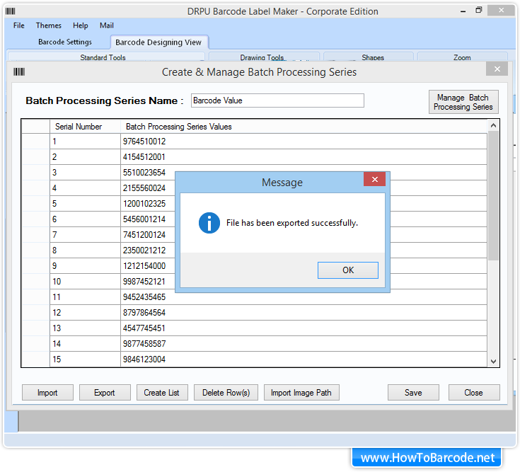 Export Barcode Values List With Designing View Howtobarcode