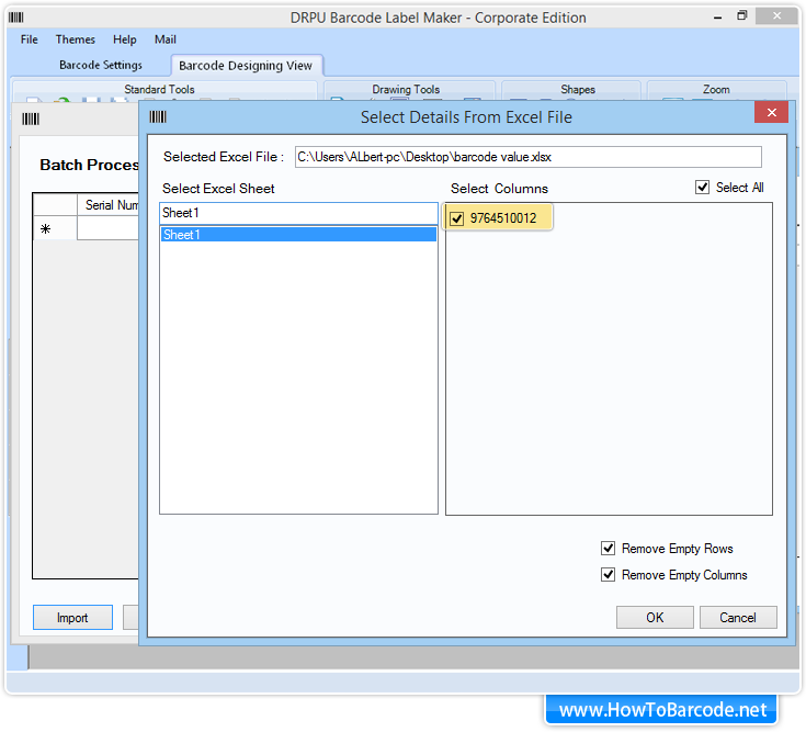 Import Barcode Values List With Designing View Howtobarcode