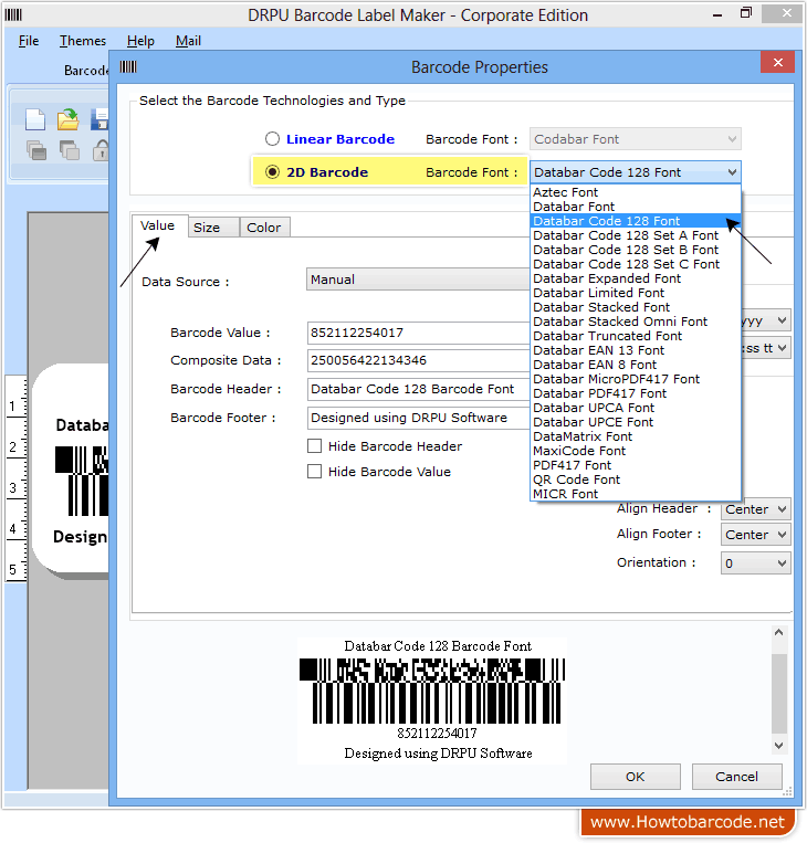 Drpu Databar Code 128 Barcode 2d Font Howtobarcode