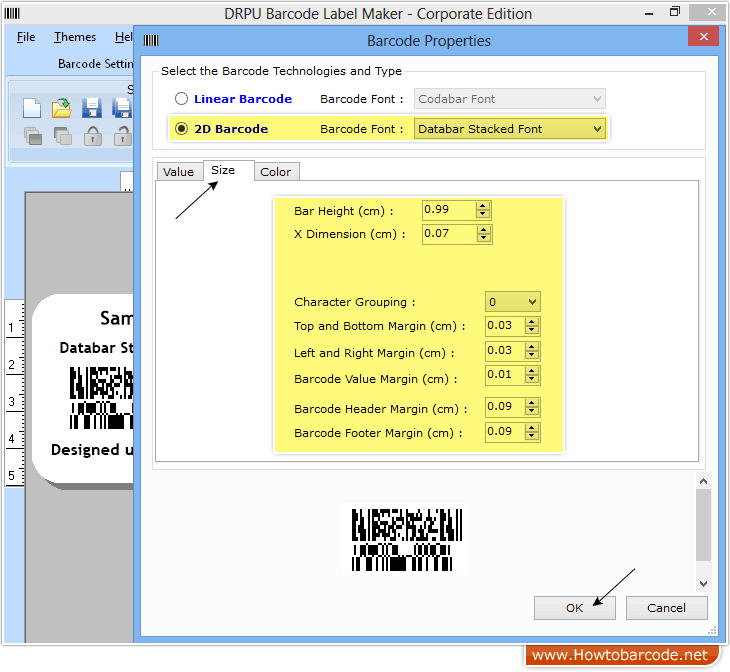 Design Databar Stacked 2D barcode font - HowToBarcode