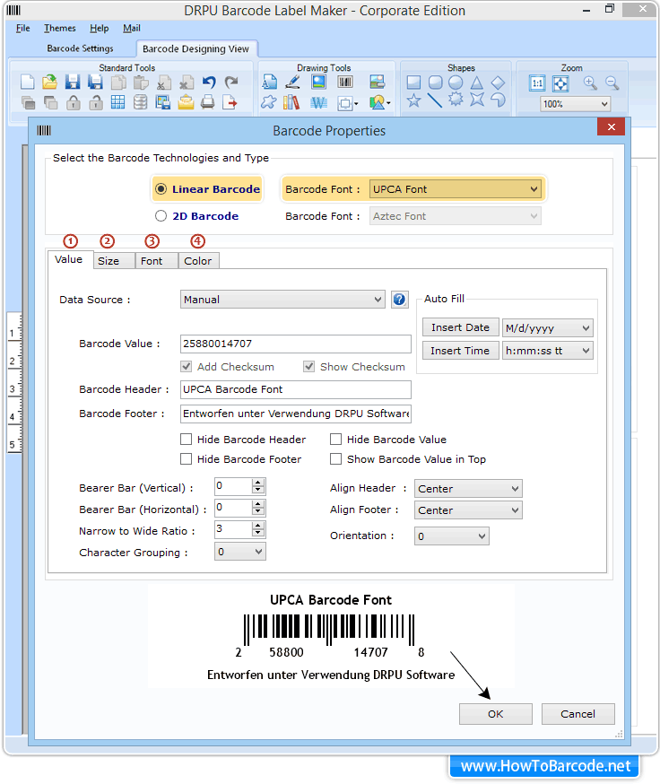 Upca Linear Barcode Font Howtobarcode
