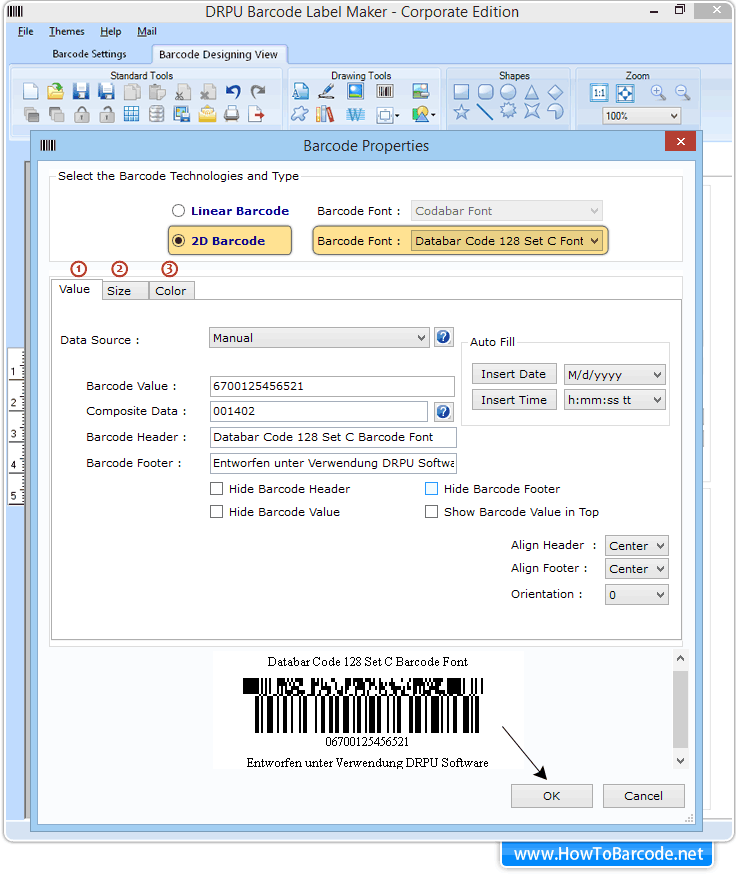 Databar Code 128 Set C Font Howtobarcode