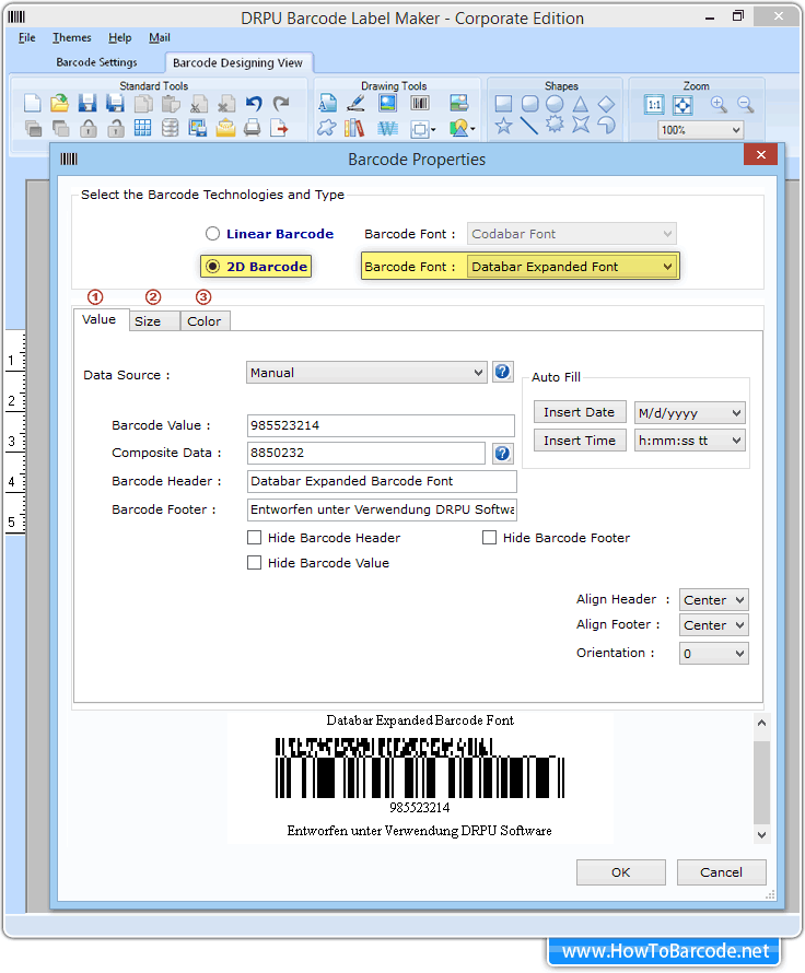 Databar Expanded 2D Barcode Font - Howtobarcode