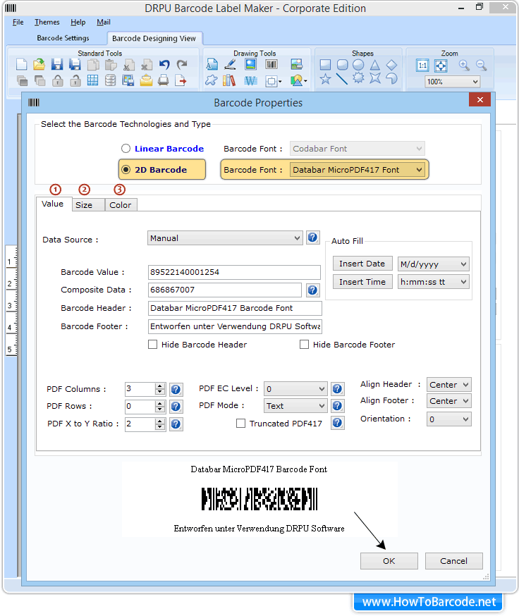 Databar MicroPDF417 Barcode Font - Howtobarcode