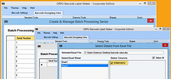 Import Barcode Values List with designing view - HowToBarcode