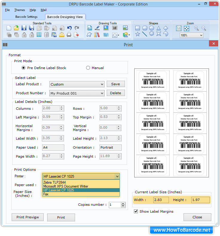 Custom Print Settings Drpu Barcode Software Howtobarcode