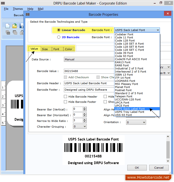 USPS Sack Label Barcode Font – HowToBarcode