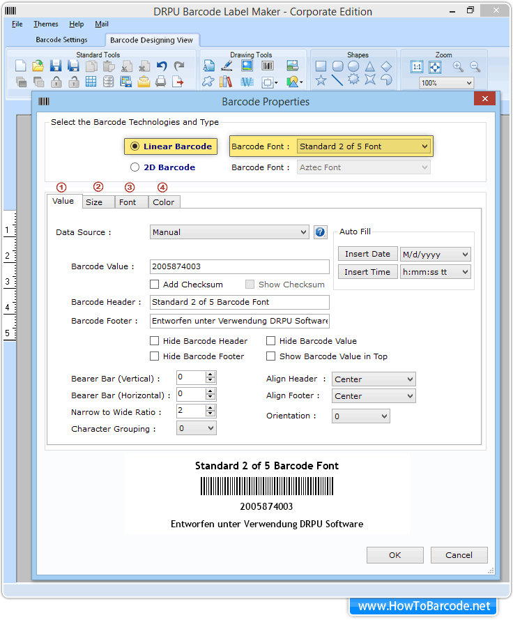 Standard 2 of 5 Linear Barcode Font - Howtobarcode