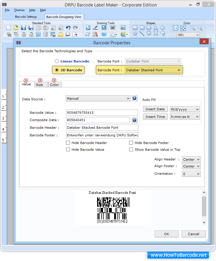 DataBar Stacked Barcode Font - Howtobarcode